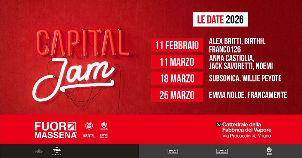 Capital Jam live a Milano: le date 2026 alla Fabbrica del Vapore ...